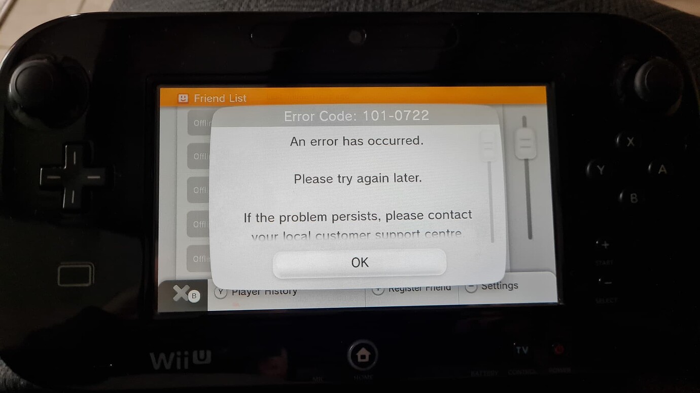 Error 101-0722 when trying to add friends - Wii U Support - Pretendo ...